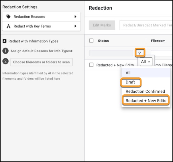 Where do I find drafted redactions? What if there are no files shown as ...